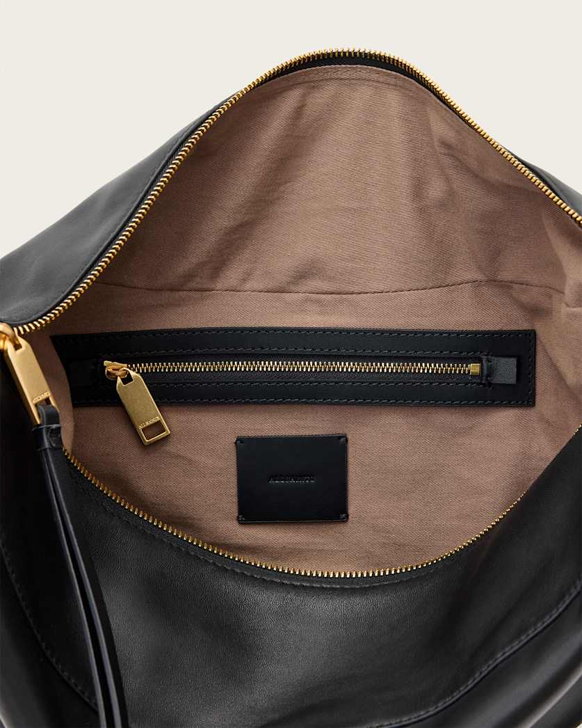 Luna Slouchy Leather Shoulder Bag Black | ALLSAINTS